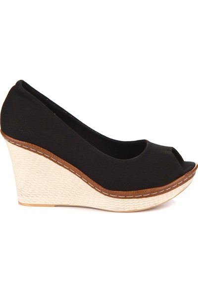 Fox Shoes Siyah Kadın Dolgu Topuklu Ayakkabı 9674040305