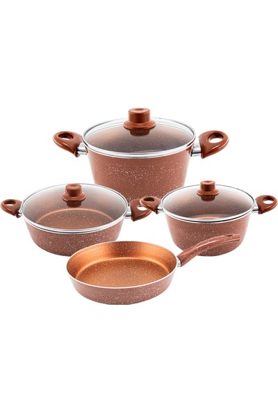 Assos Elita 7 Parça Kahve Granit Tencere Tava Takımı