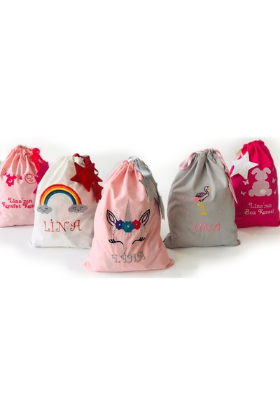 Atölye Eda İsme Özel 5''li Nakışlı Bebek Torbası
