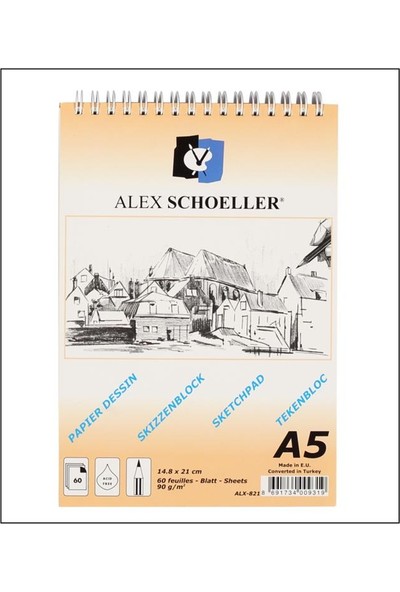 Alex Eskiz Blok A5 90 Gr Spiralli Dikişli 60 Yaprak Alx-821 Alex Eskiz Blok A5 90 Gr Spiralli Dikişli 60 Yaprak Alx-821
