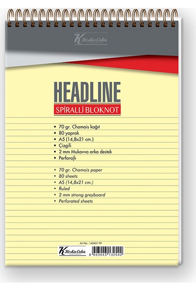 Keskin Color A5 Headline Bloknot Çizgili