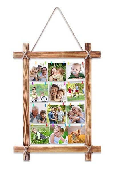 Wooden+ Ahşap Çerçeve Ipli Fotoğraf Çerçevesi Renkli Mandal Foto Albümü Wooden+ Ahşap Çerçeve Ipli Fotoğraf Çerçevesi Renkli Mandal Foto Albümü