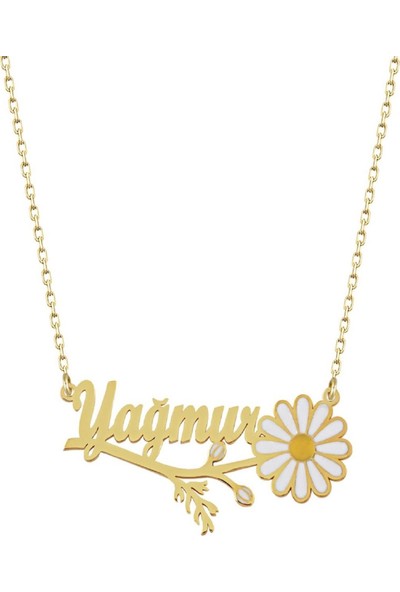 Silver Papatya Isimli Gümüş Kolye Kişiye Özel