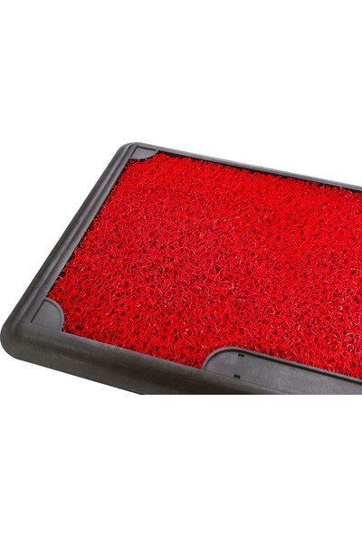 Olunca Dezenfektan Havuzlu Kıvırcık Kapı Önü Hijyen Paspas 45 x 70 cm Kırmızı Red
