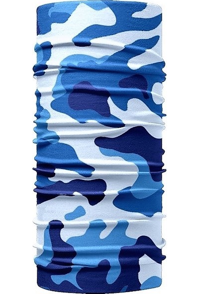 Kokostüm Mavi Kamuflaj Desenli Dikişsiz Tüp Bandana