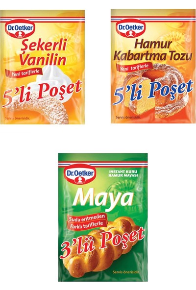 Dr. Oetker Ekonomik Paket (Şekerli Vanilin + Kabartma Tozu + Instant Maya) Dr. Oetker Ekonomik Paket (Şekerli Vanilin + Kabartma Tozu + Instant Maya)