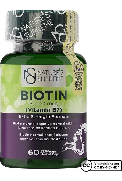 Nature's Supreme Biotin 5000 Mcg 60 Kapsül Nature's Supreme Biotin 5000 Mcg 60 Kapsül