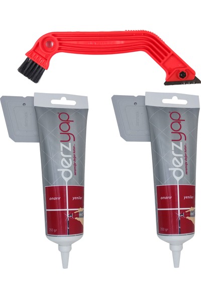 Derzyap Gaga Uçlu 350 g Beyaz Derz Dolgusu 2'li ve Derz Kazıyıcı Derzyap Gaga Uçlu 350 g Beyaz Derz Dolgusu 2'li ve Derz Kazıyıcı