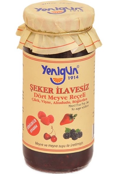 Yenigün Şeker İlavesiz Dört Meyve Reçeli 290 gr Yenigün Şeker İlavesiz Dört Meyve Reçeli 290 gr