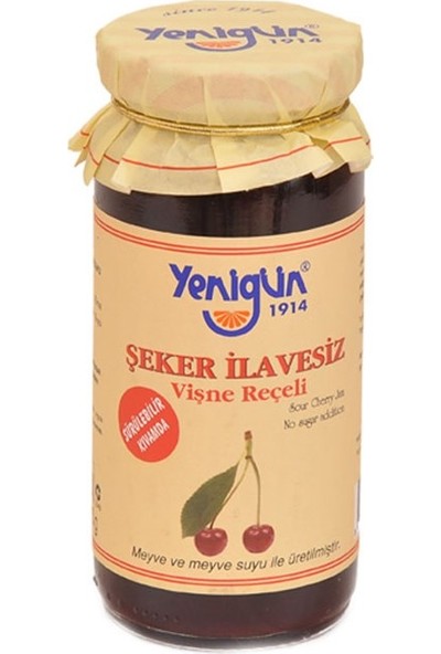 Yenigün Şeker İlavesiz Vişne Reçeli 290 gr Yenigün Şeker İlavesiz Vişne Reçeli 290 gr