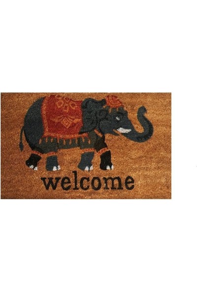 Giz Home Koko Kapı Paspası 35X60 Cm Gri Welcome Fil