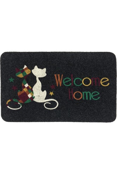 Giz Home Boyalı/Megan Kapı Paspası 40X60 Gri Çift Kedi Giz Home Boyalı/Megan Kapı Paspası 40X60 Gri Çift Kedi