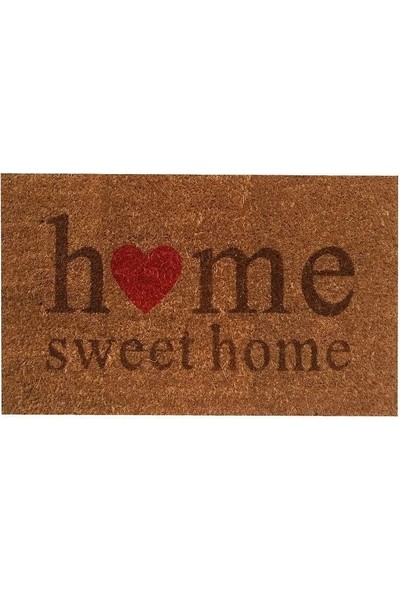 Giz Home Koko Kapı Paspası 35X60 Bej Home Sweet Home Kalp