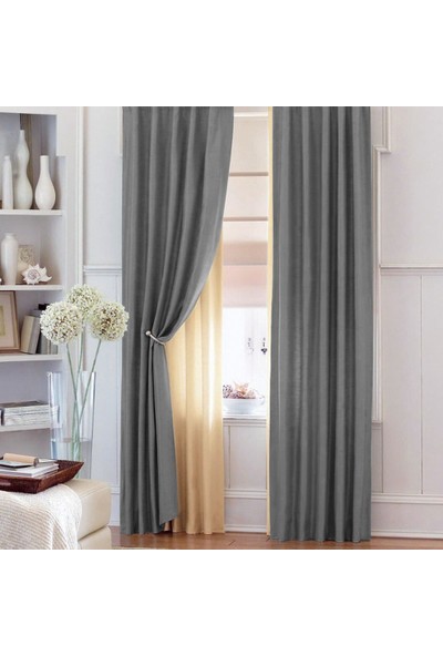 Doğa Perde Pileli Fon Perde-Gri 60x260 cm – Kristal Renso ile Beraber Doğa Perde Pileli Fon Perde-Gri 60x260 cm – Kristal Renso ile Beraber