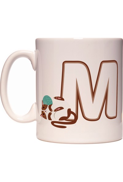 Rock'n Fox M Harfi Yaramaz Kedi Baş Harf Tasarımlı Kahve Kupa Bardak Rock'n Fox M Harfi Yaramaz Kedi Baş Harf Tasarımlı Kahve Kupa Bardak