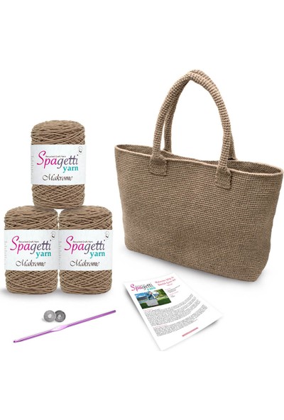 Spagettiyarn Günlük Çanta Kiti Bej Spagettiyarn Günlük Çanta Kiti Bej