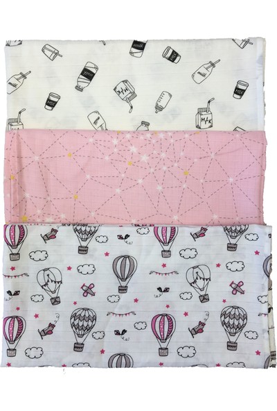 Enhitbaby 3'lü Çok Amaçlı Müslin Örtü Set - Pembe
