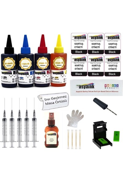 Asyaink Canon E464 Yazıcı Kartuş Dolum Seti 4X100Ml Asyaink Canon E464 Yazıcı Kartuş Dolum Seti 4X100Ml