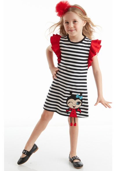 Denokids Uğurlu Kız Çizgili Elbise