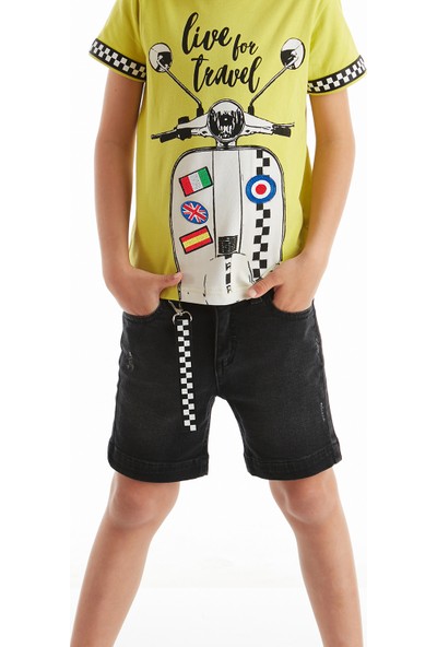 Denokids Mushi Travel Erkek Çocuk Kot Şort