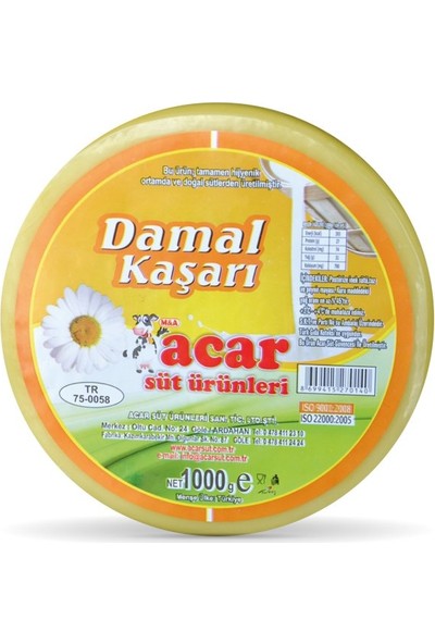 Acar Süt Damal Kaşar Peynir - 1 kg.