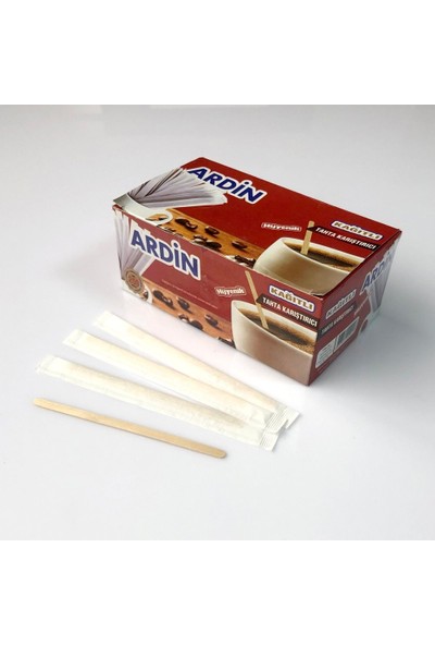 Ardin Kağıt Sargılı Ahşap Tahta Karıştırıcı Çay Kahve Kaşığı 250 Adet