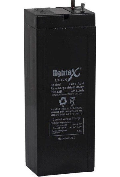Lightex Lt-42 Bakımsız Işıldak Aküsü Siyah 4 V 1,2 Ah