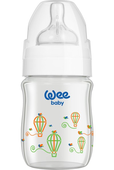 Wee Baby Klasik Plus 120 ML Geniş Ağızlı Isıya Dayanıklı Cam Biberon  - Beyaz