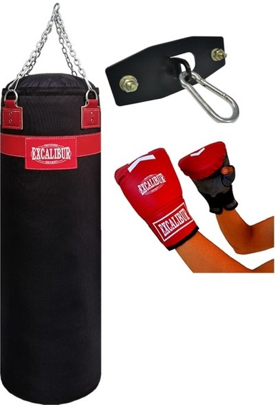 Excalibur Polystar 90 x 30 Boks Kum Torbası Siyah Eldivenli Excalibur Polystar 90 x 30 Boks Kum Torbası Siyah Eldivenli