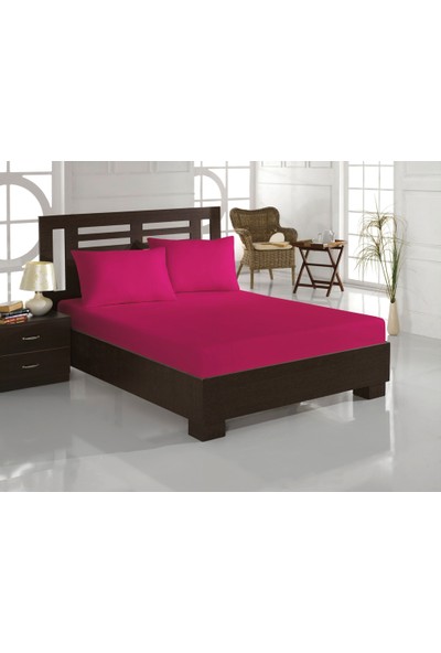 Şanlı Çift Kişilik Penye Lastikli Çarşaf 160 x 200 Cm Koyu Fuşya