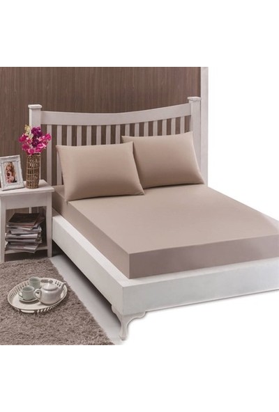 Şanlı Tek Kişilik Penye Lastikli Çarşaf 100 x 200 Cm Sütlü Kahve