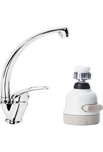 Prestij Mix Evye Bataryası + Çelikel 3 Fonksiyon Oynar Başlı Musluk Başlığı Beyaz