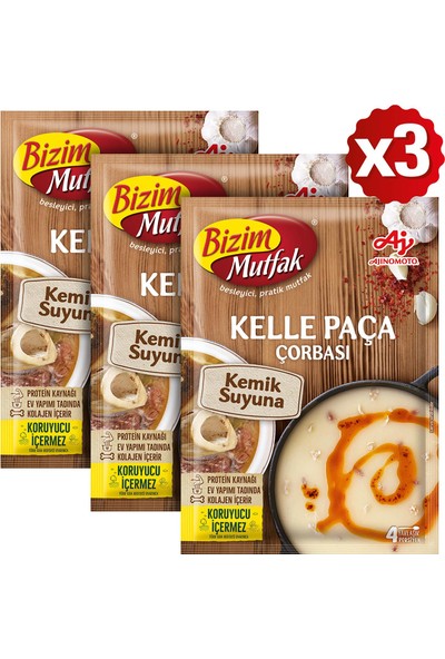 Bizim Mutfak Kemik Suyuna Kelle Paça Çorbası 65 gr 3'lü Paket Bizim Mutfak Kemik Suyuna Kelle Paça Çorbası 65 gr 3'lü Paket