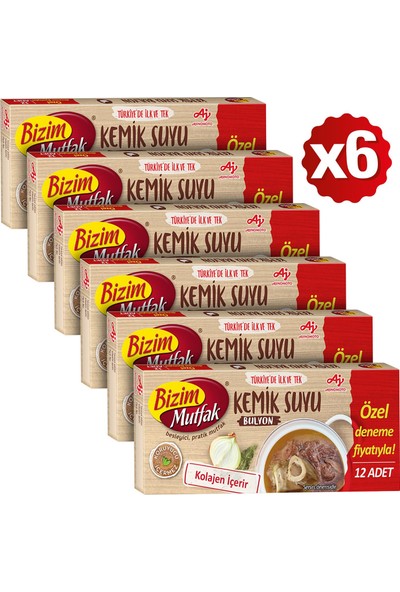 Bizim Mutfak Kemik Suyu Bulyon 12'li 120 gr x 6'lı Paket Bizim Mutfak Kemik Suyu Bulyon 12'li 120 gr x 6'lı Paket