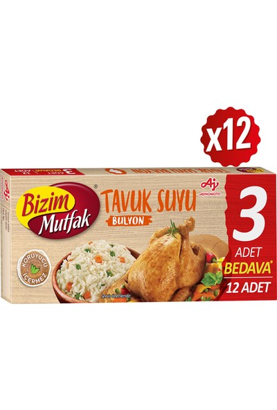Bizim Mutfak Tavuk Suyu Bulyon (12'li) 120 gr 12'li Paket Bizim Mutfak Tavuk Suyu Bulyon (12'li) 120 gr 12'li Paket