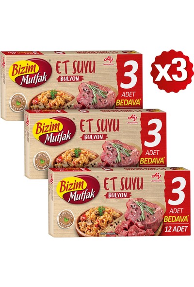 Bizim Mutfak Et Suyu Bulyon 12'li 120 gr x 3'lü Paket Bizim Mutfak Et Suyu Bulyon 12'li 120 gr x 3'lü Paket