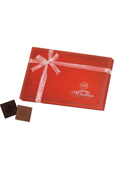 Elit Çikolata Sütlü ve Bitter Madlen Çikolata Bordo Kutu 430g