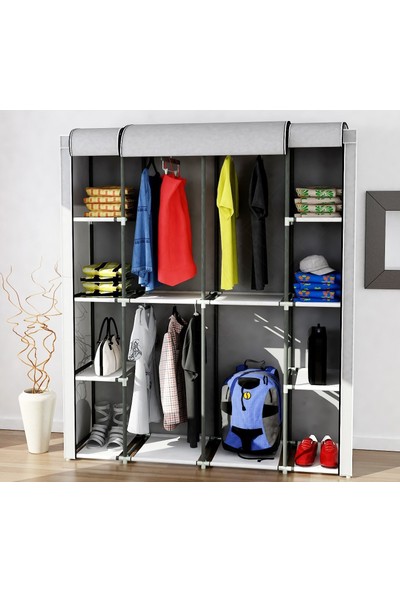 Kalyon Home Lux Çelik Profilli Çok Raflı Bez Dolap Kumaş Gardırop Kalyon Home Lux Çelik Profilli Çok Raflı Bez Dolap Kumaş Gardırop