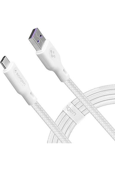 Spigen DuraSync USB-C to USB-A 2.0 Hızlı Şarj ve Data Kablo (1.5 Metre) C10HS White - 000CA25701 Spigen DuraSync USB-C to USB-A 2.0 Hızlı Şarj ve Data Kablo (1.5 Metre) C10HS White - 000CA25701