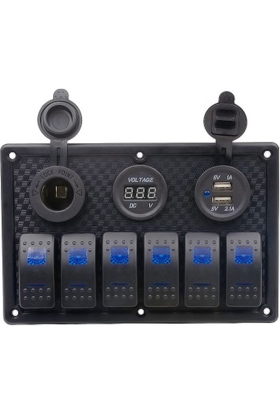 Bfy Switch Panel 6'lı +Usb+Plastik Çakmaklık+ Voltmetre Bfy Switch Panel 6'lı +Usb+Plastik Çakmaklık+ Voltmetre