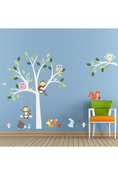 Crystal Kids Orman Hayvanları Ağaç Bebek Odası Duvar Süsü Crystal Kids Orman Hayvanları Ağaç Bebek Odası Duvar Süsü