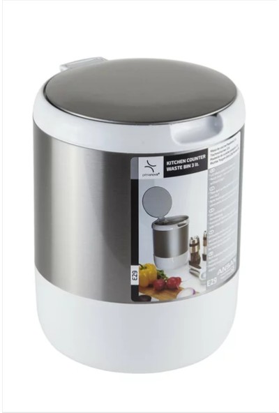 Primanova Pasific Mutfak Tezgah Üstü Çöp Kovası 3lt.-Beyaz