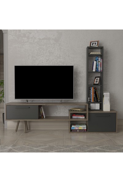 Lagomood Manzara Tv Ünitesi Tv Sehpası Ceviz - Antrasit
