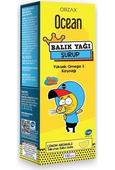 Orzax Ocean Limon Aromalı Balık Yağı Şurubu 150 ml Orzax Ocean Limon Aromalı Balık Yağı Şurubu 150 ml