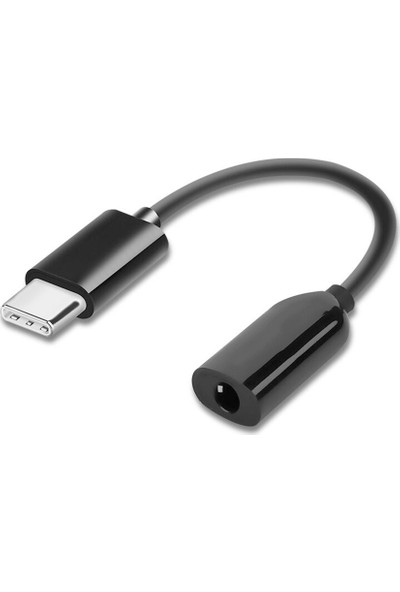 Intac Type C To 3.5mm Aux Dönüştürücü Kısa Kablo Siyah Intac Type C To 3.5mm Aux Dönüştürücü Kısa Kablo Siyah