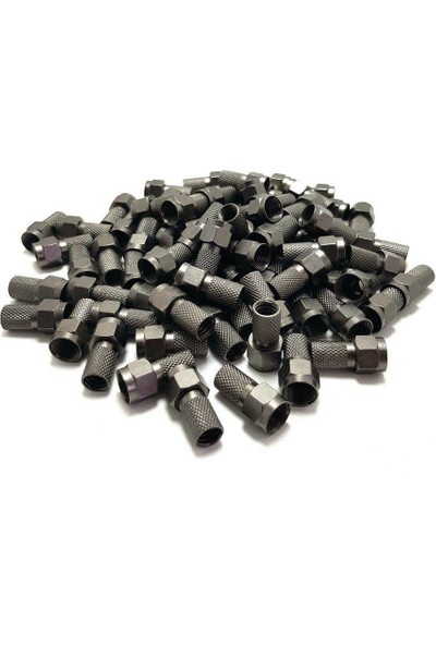 Electroon RG6U6 Siyah Contalı F Konnektör - 100ADET Electroon RG6U6 Siyah Contalı F Konnektör - 100ADET