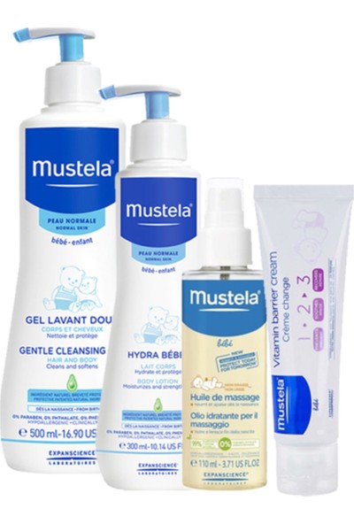 Mustela Yeni Doğan Günlük Bakım Seti (500ml.Şam+300ml.Nem+100ml.Oil+50ml.Pişik Kremi) Mustela Yeni Doğan Günlük Bakım Seti (500ml.Şam+300ml.Nem+100ml.Oil+50ml.Pişik Kremi)