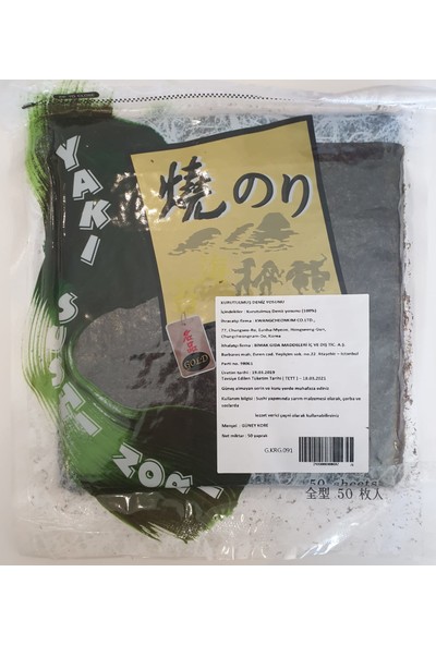 Nori Sushi Gold Yaprak Yosun 50 Yaprak