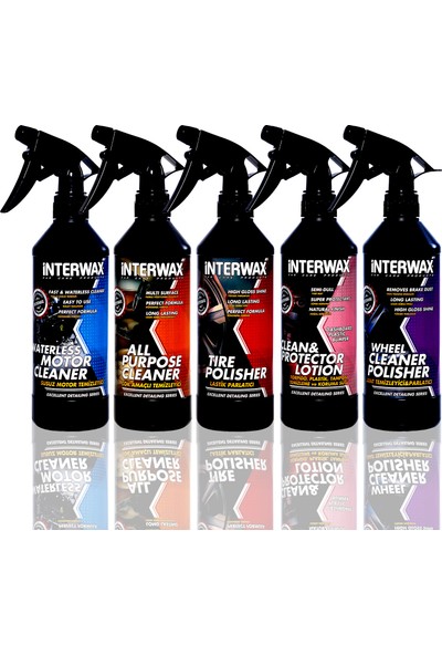 Interwax Oto Bakım Seti 5'li 500 ml (Motor-Torpido-Jant-Lastik-Genel Temizlik) Interwax Oto Bakım Seti 5'li 500 ml (Motor-Torpido-Jant-Lastik-Genel Temizlik)