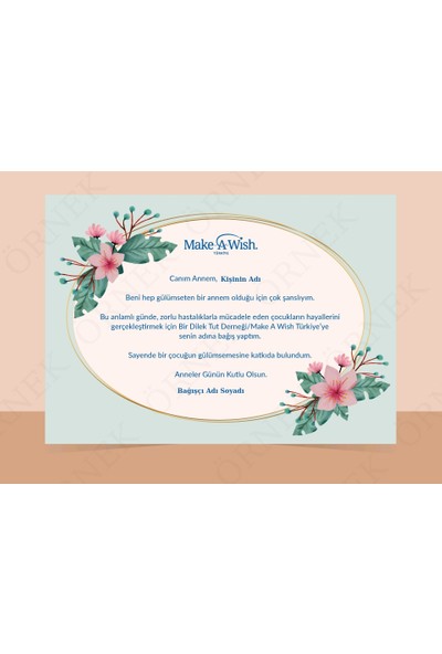 Bir Dilek Tut Derneği - Anneler Günü Sertifikası Bir Dilek Tut Derneği - Anneler Günü Sertifikası